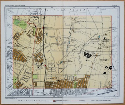 Antique London Street Plan BARKINGSIDE, LITTLE HEATH, ESSEX Vintage Map ...