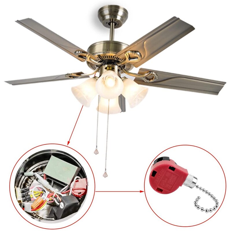 3PC Ceiling Fan Switch 3 Speed 4 Wire ZE-268S6 Fan Pull Chain Switch Re ...
