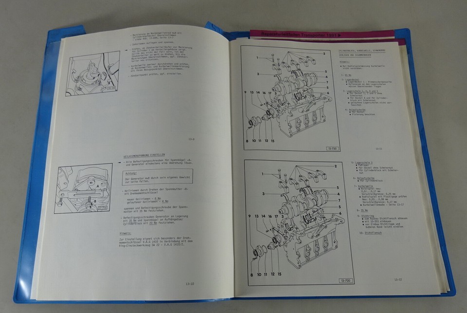 Manuale Officina VW Bus / Transporter T4 4 Cilindro Motore a Benzina Pd ...