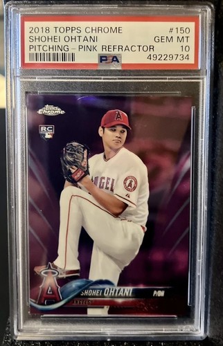 2018 Topps Chrome Shohei Ohtani RC Pink Pitching Refractor PSA 10 GEM ...