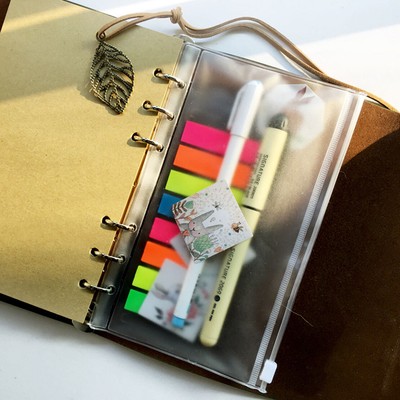 A5/A6/A7 Transparent Zip Lock Envelope Binder Pocket Refill Stationery ...