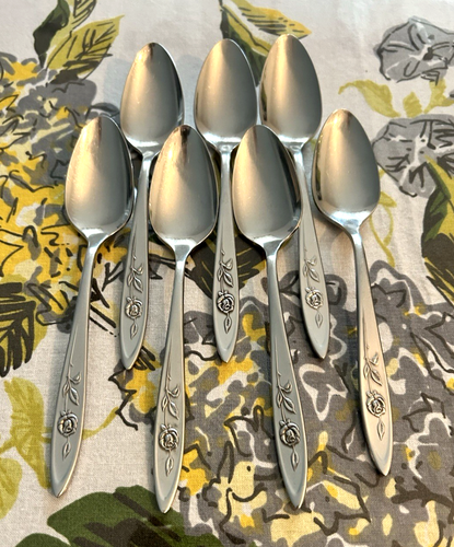 Oneida Community Stainless Flatware MY ROSE Set of 7 TEASPOONS | eBay