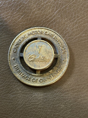 Vintage Gold CADILLAC Heritage of Ownership V Grille Metal Medallion ...