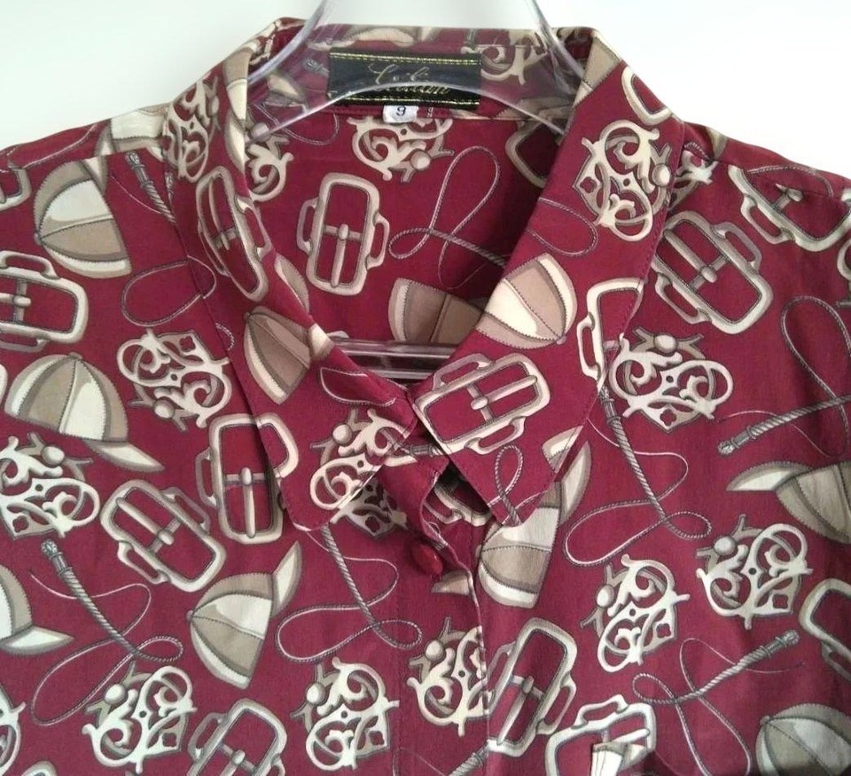 Leilian Silk Blouse Italy Fabric Japanese M 9 Scarf Pattern Used From ...