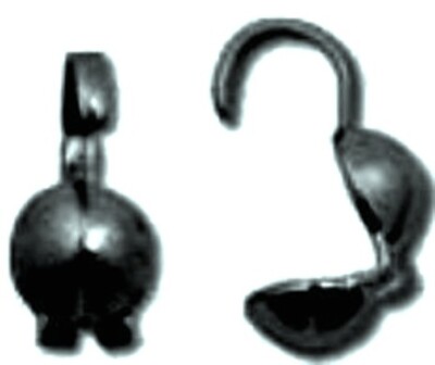 50 Black 5mm Clamshell Bead Tips / Calottes / End Caps / Open Knot ...