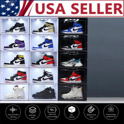 LED Shoe Box Stackable Light Up Sneaker Display Collection Storage ...