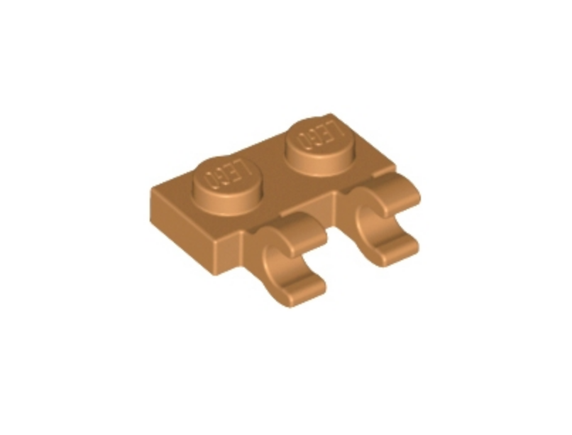 Lego Plate Modified 1 x 2 with Clips Horizontal (thick open O clips ...