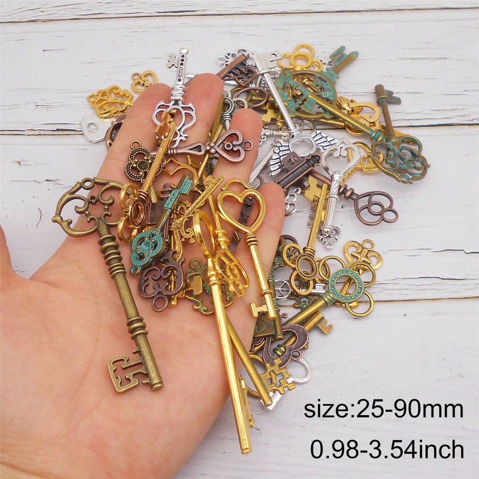 10pcs Random Mixed Hollow Key Charm Pendant for Necklace Earrings DIY ...