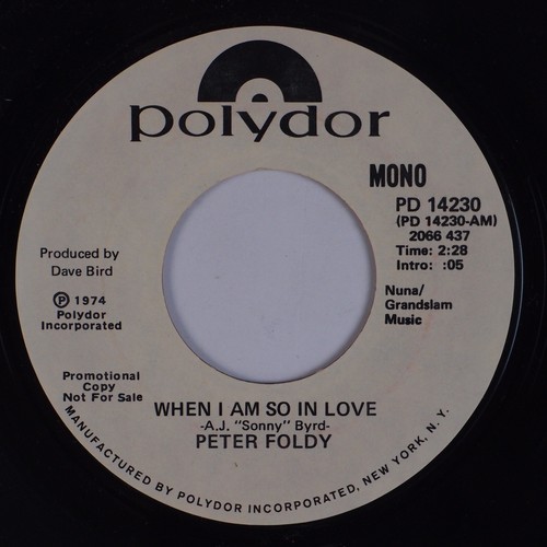 PETER FOLDY: When I Am so In Love USA Polydor DJ PROMO WLP Pop 45 | eBay