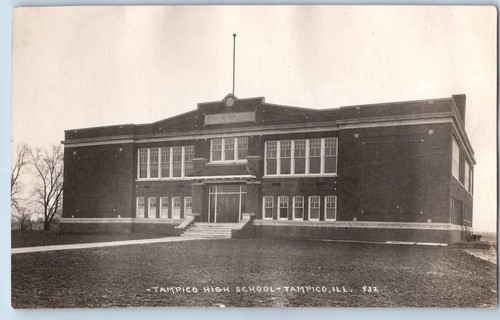 Tampico Illinois IL Postcard RPPC Photo Tampico High School Building ...
