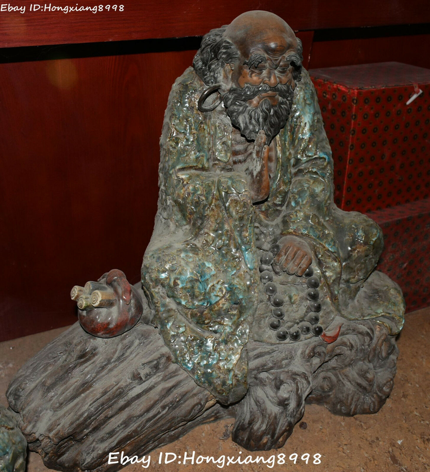 16"China Wucai Porcelain Arhat Damo Bodhidharma Dharma Buddha Hold ...