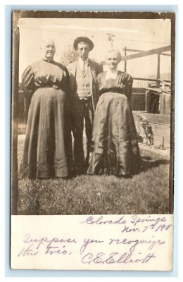 POSTCARD C E Elliott Trio Two Women One Man Colorado Springs 1911 | eBay