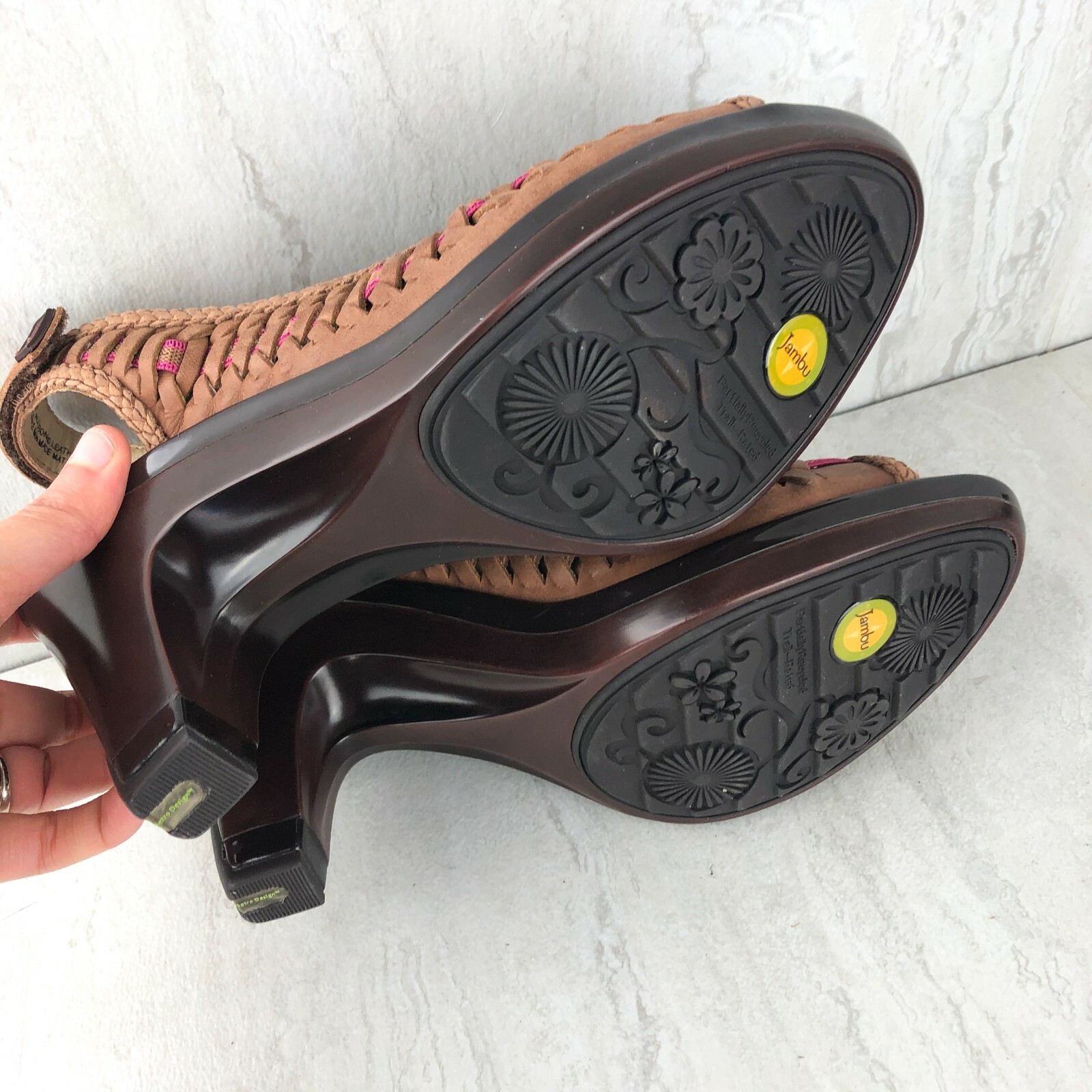 Jambu Sonya Woven Genuine Leather Heels Slingback open toe Size 7 M ...