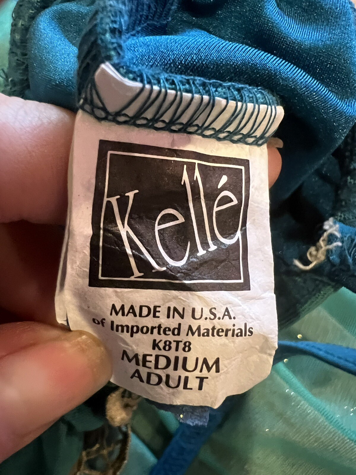 Kelle Dance dress costume (turquois cream and green) Size: adult medium ...