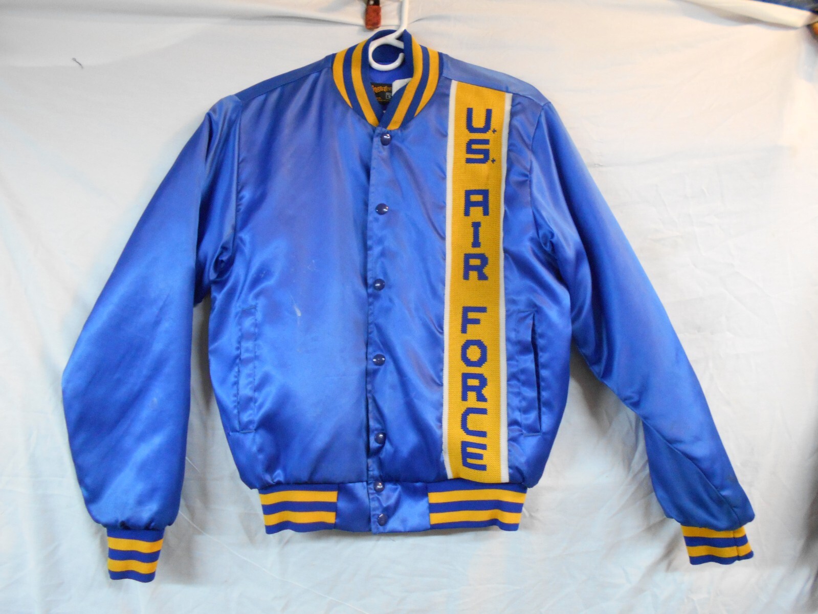 Vintage US Air Force Blue Satin Bomber Jacket SMALL - Gem