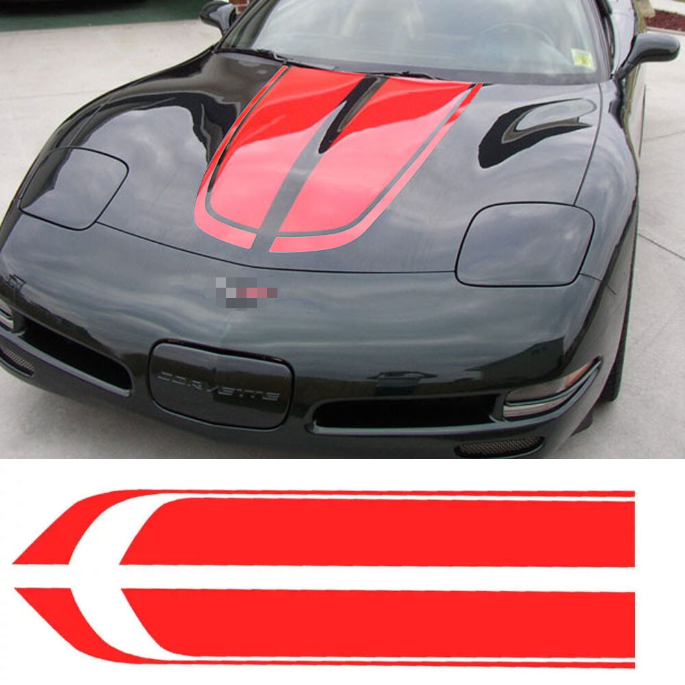 Glossy Red Sport Car Front Hood Decal Stripe Vinyl Sticker for Corvette ...