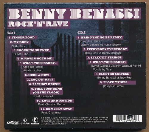 Rock 'n Rave by Benny Benassi (CD, Jun-2008, 2 Discs, Ultra Records ...