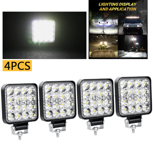 4Pcs Square LED Work Light Pods SPOT Lights Fit For Truck Off Road ...