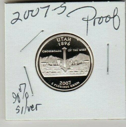 2007 S Utah PROOF State QUARTER 90% Silver Coin 1896 Crossroads of the ...