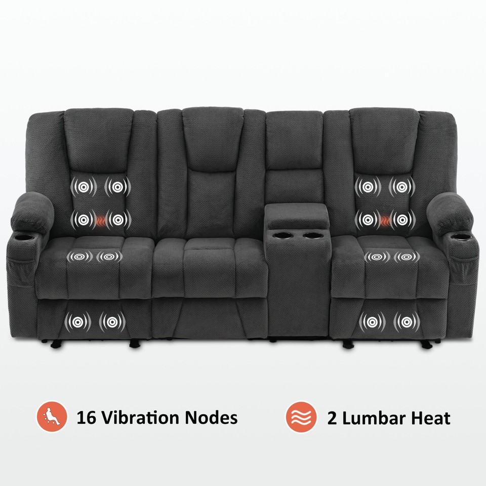 Mcombo Power Recliner Sofa Chair with Heat & Massage, USB for Living ...