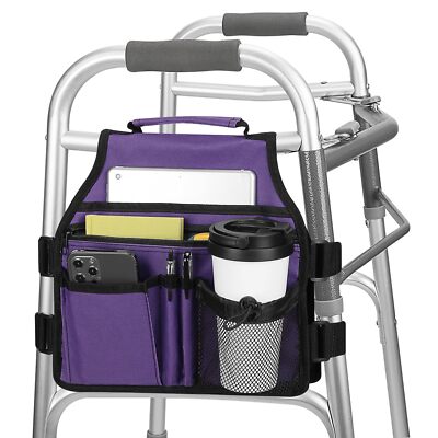 Side Walker Bag Walker Accessories Bag w/Cup Holder Folding Walker ...
