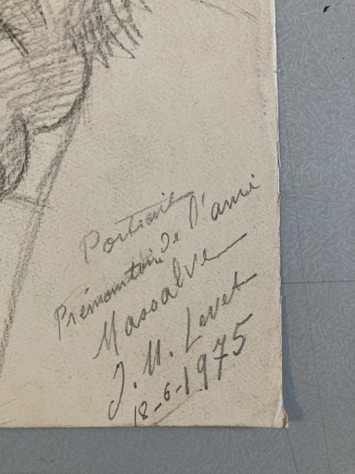 Zeichnung Bleistift Porträt Mann Affe Mit Pfeife Antik 1970 Art Tier ...