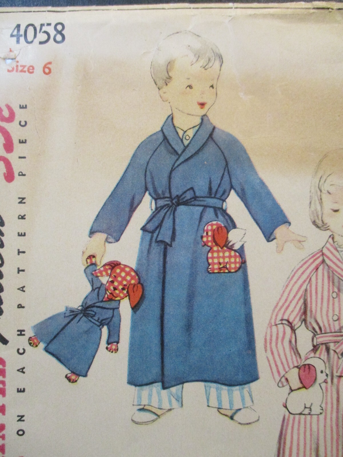 Simplicity Pattern 4058 Child Size 6 Robe Doll Doll's Robe w/Transfer ...