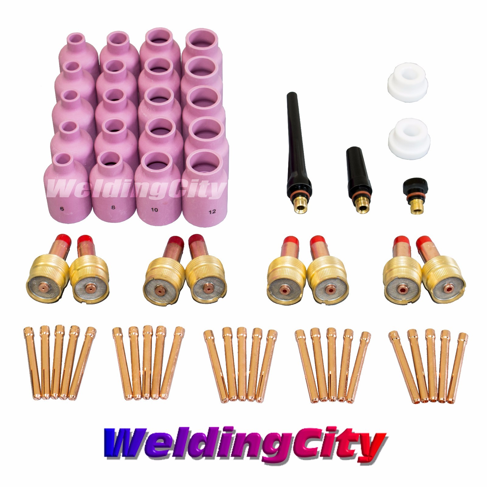 WeldingCity 58-pcs Large Gas Lens Kit TIG Welding Torch 17/18/26 T22 ...