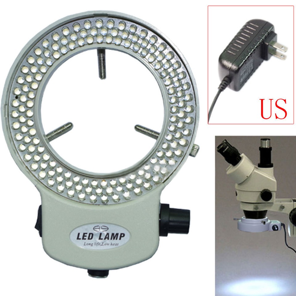 Microscope Ring 144 LED Bulb Light Illuminator Lamp US Plug Adjust ...