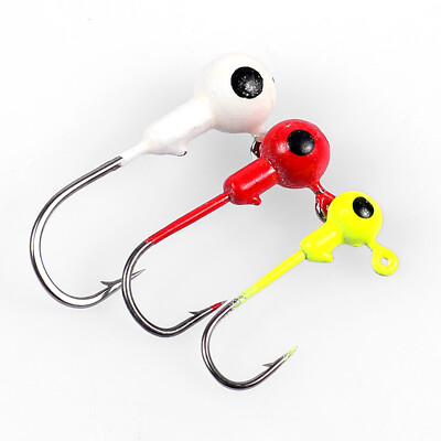 50x Fishing Lures Jig Head w/Double Eye Ball Sharp Fishing Hooks 1/32 1 ...