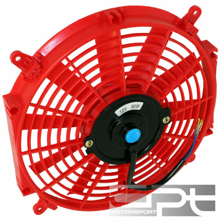 12" CAR/TRUCK RED SLIM ELECTRIC PULL/PUSH RADIATOR RACING COOLING FAN ...