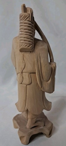 Vintage Small Hand Carved Wooden Asian Chinese Fisherman With Fish Wood ...