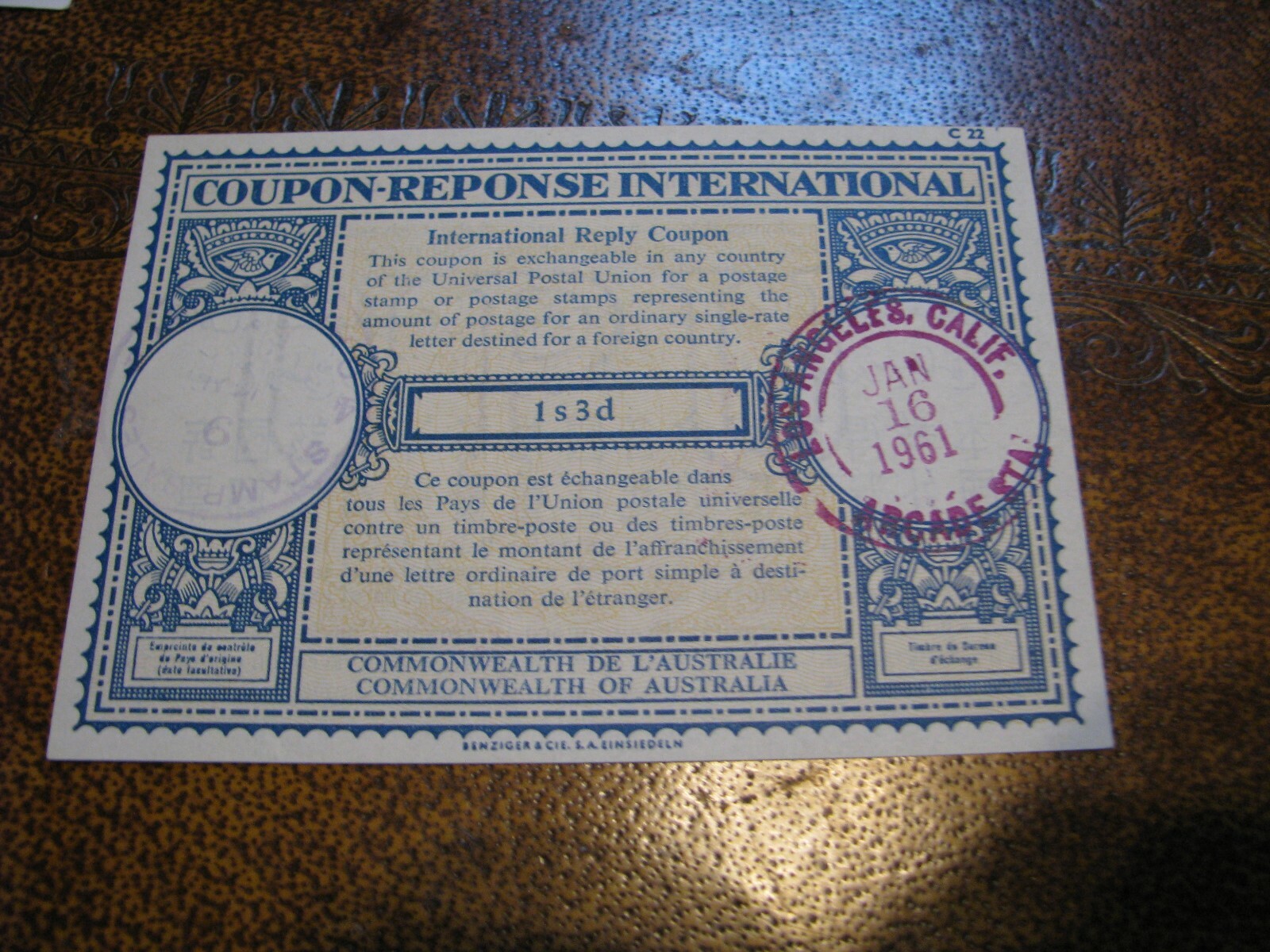Australia UPU IRC International Reply Coupon 1961 | eBay