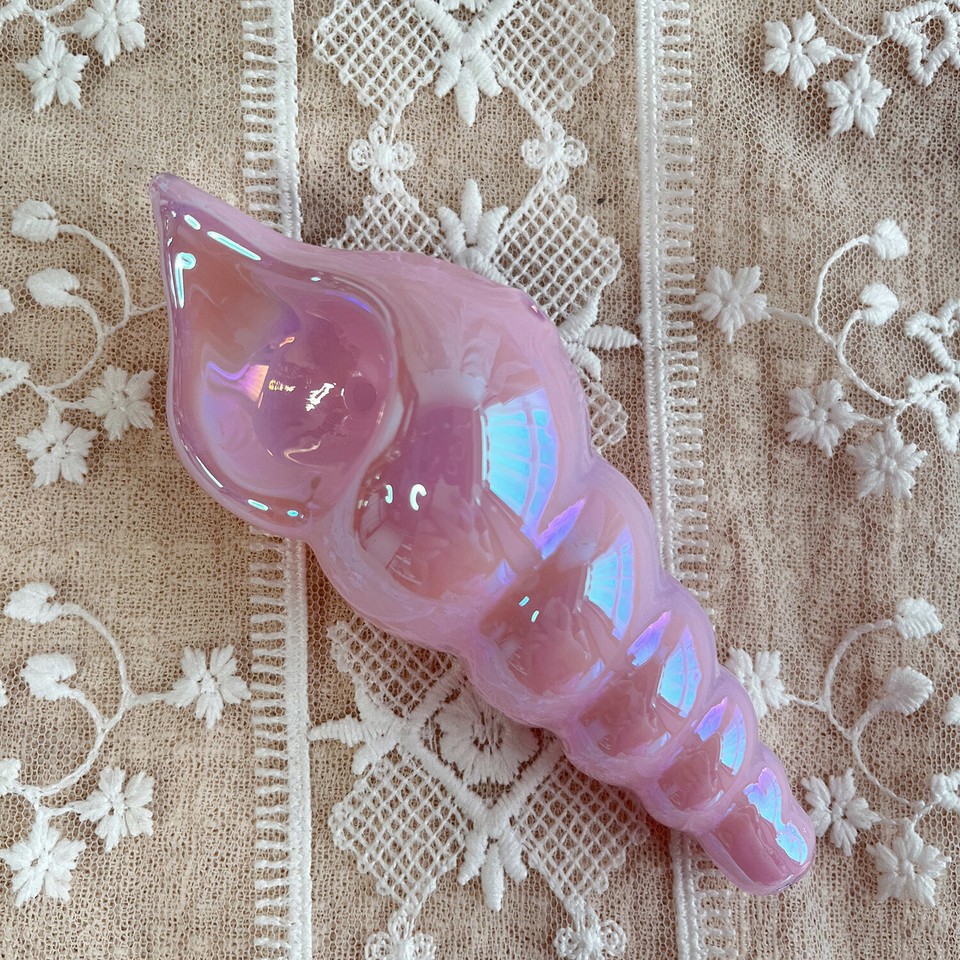4.4 Inch Tobacco Smoking Glass Pipe Pink Conch Bowl Collectible ...