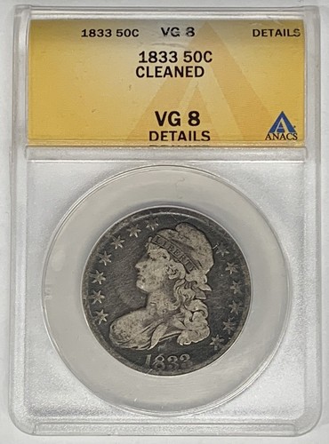 1833 Bust Half Dollar.50c ANACS VG 8 Details Cleaned | eBay