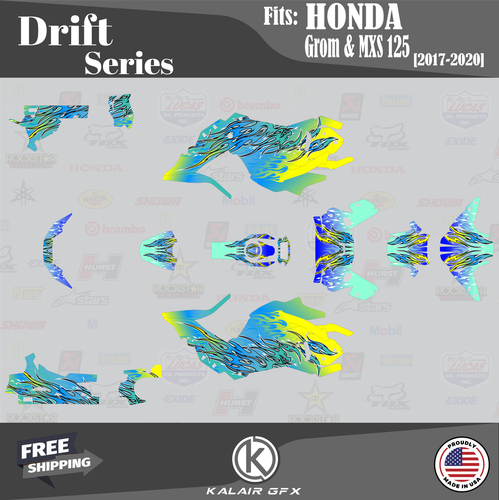 Graphics Kit for Honda Grom MSX125 (2017-2020) Drift - CYAN | eBay Australia