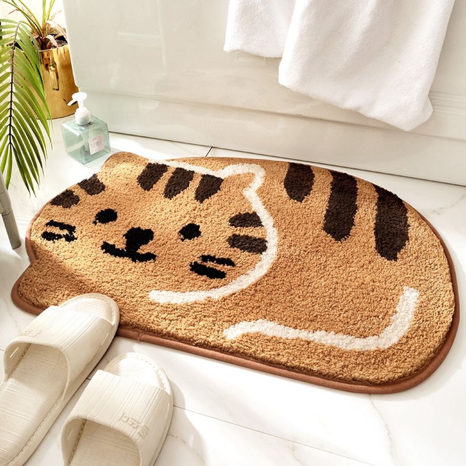 Cat Bath Mat Quick Drying Bathroom Rug With Durable Non Slip Rubber ...