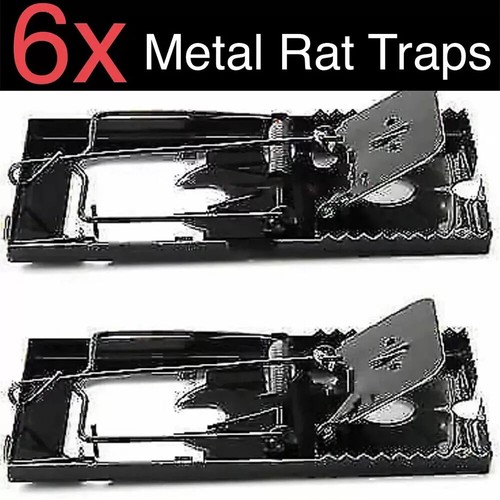 6 X Large Rat Catching Metal Traps Heavy Duty Snap Mouse Trap Bait Pest ...
