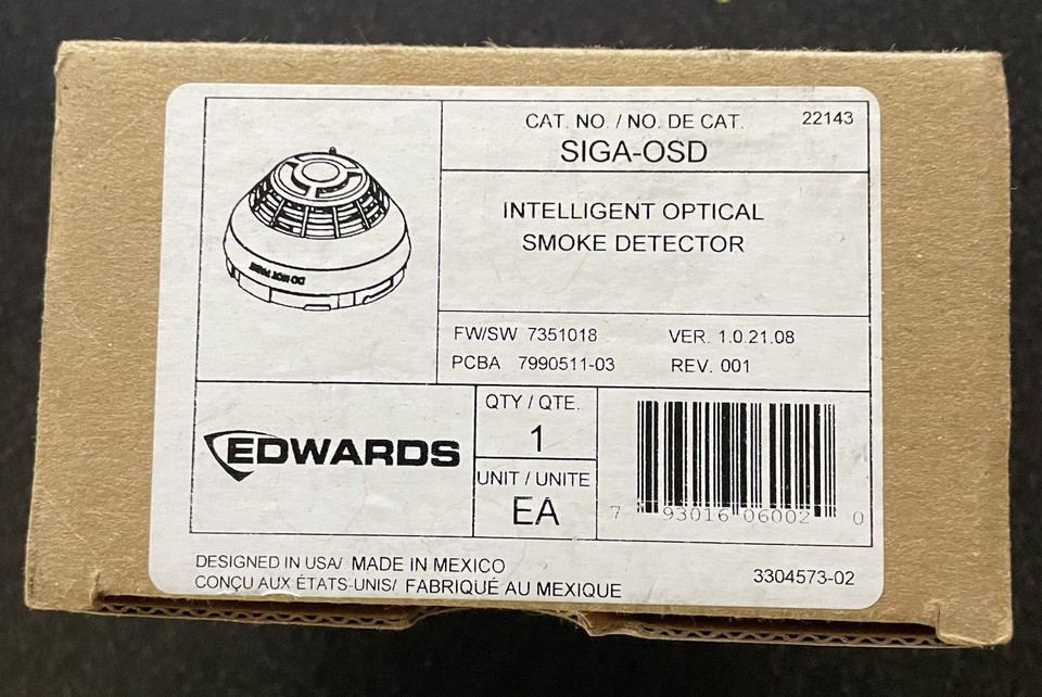 Edwards EST SIGA-OSD With Siga-SB4 Base. Intelligent Optical Smoke ...