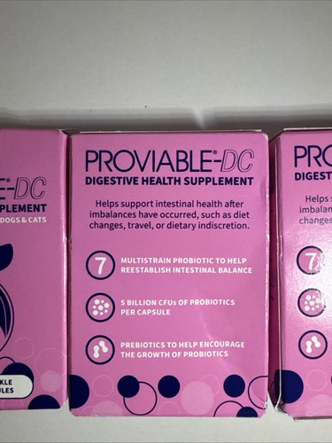 3 Pack Proviable DC 30 Capsules for Cats & Dogs Digestive Supplement ...