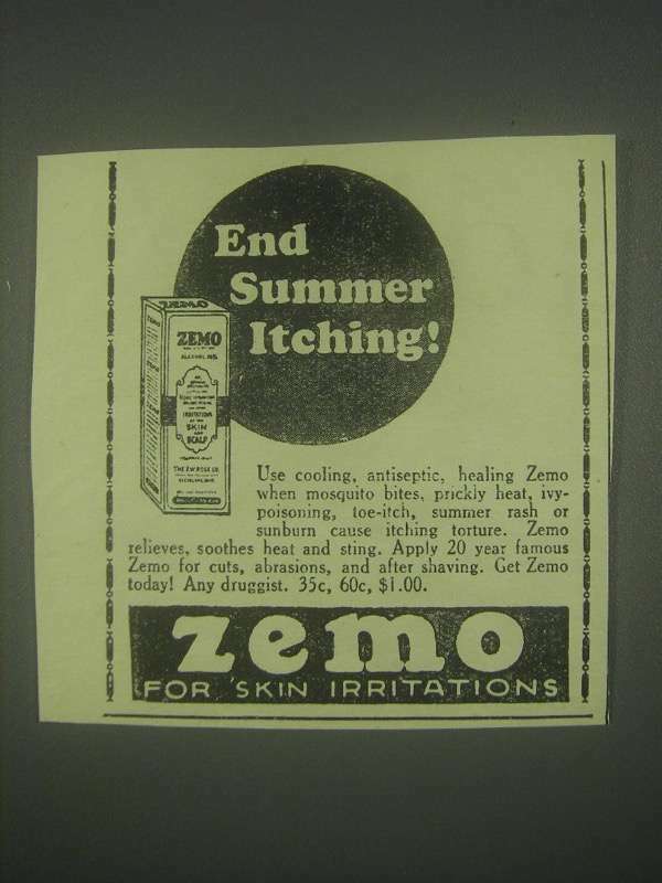 1931 Zemo Ointment Ad - End Summer Itching | eBay