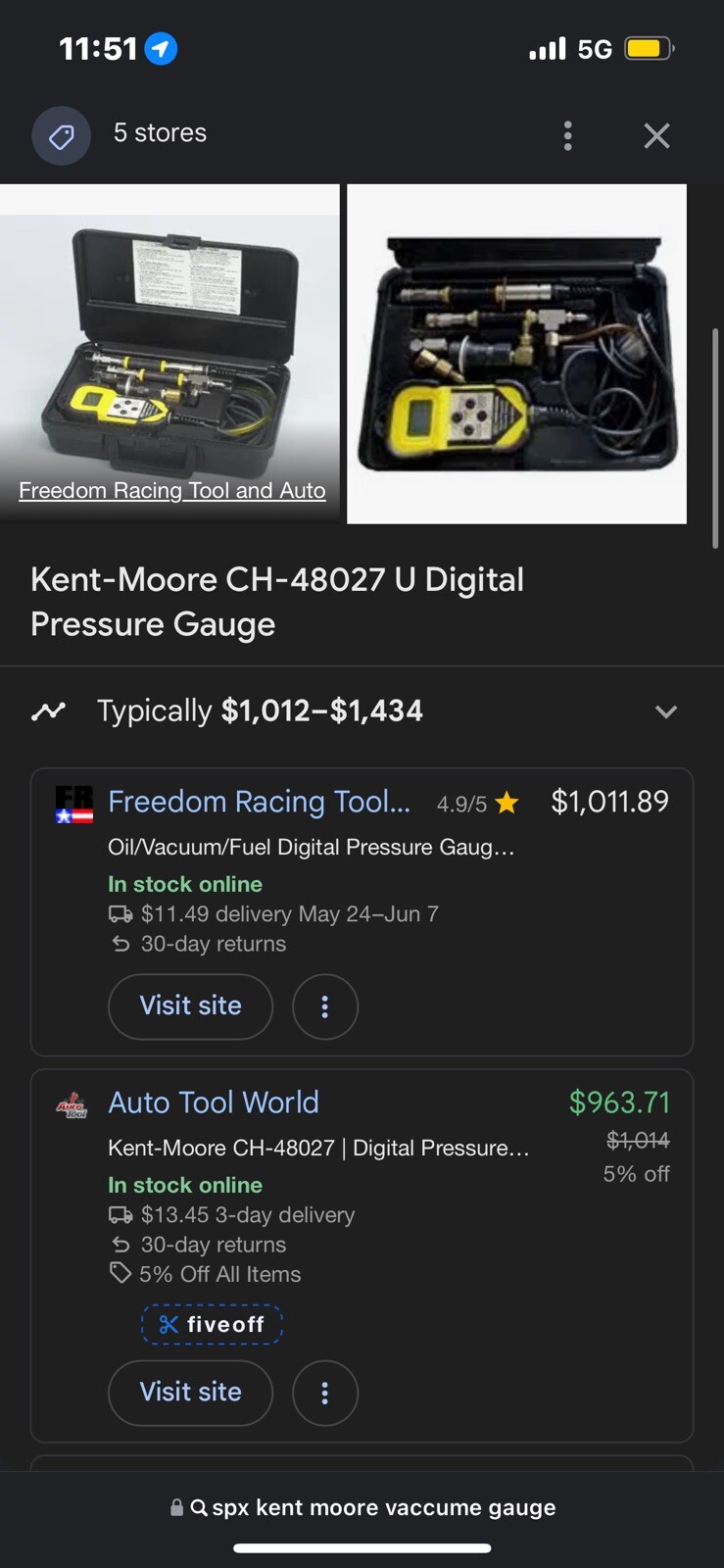 Kent Moore Ch-48027 Digital Remote Pressure-vacuum Gauge Cs61 for sale ...