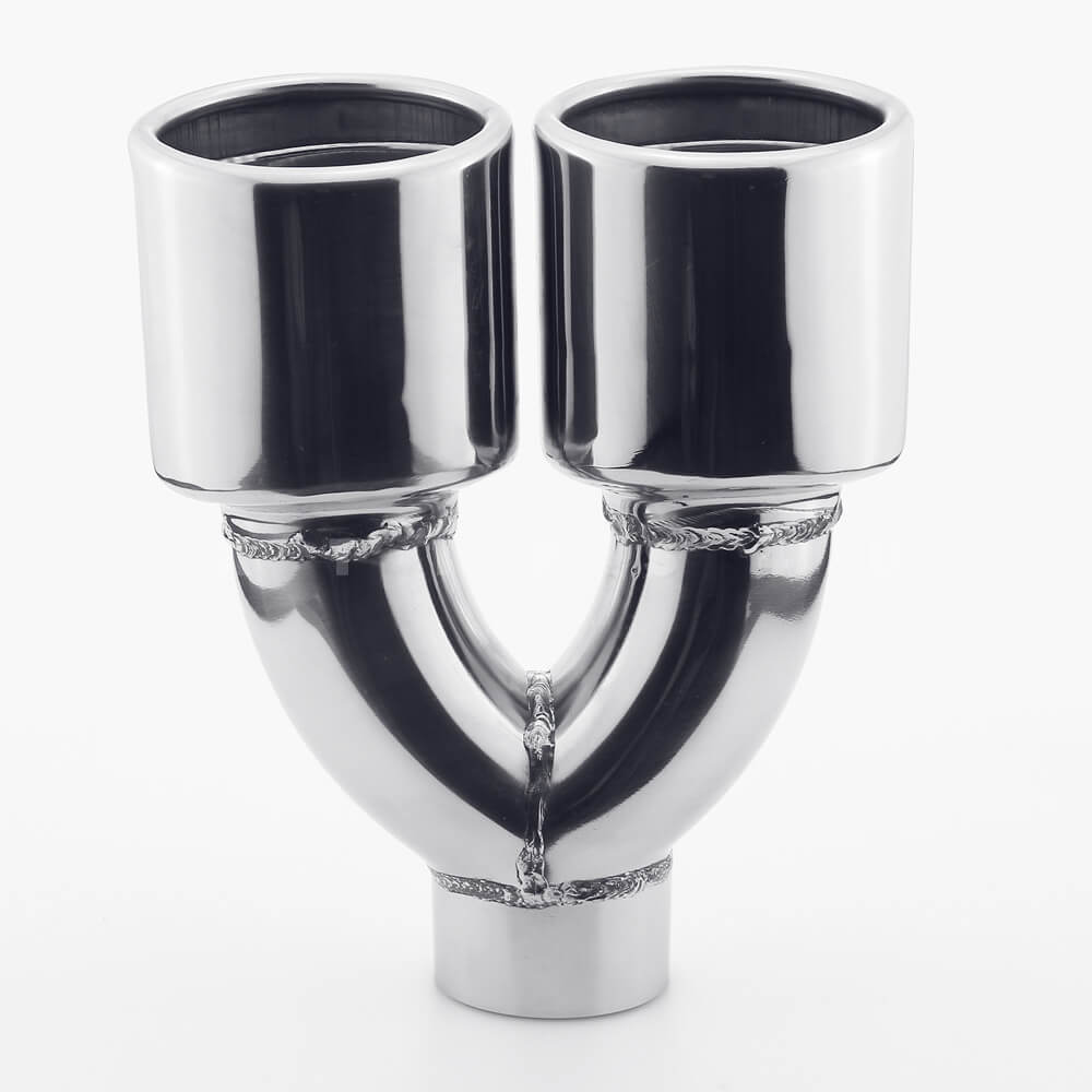 2 inch INLET Dual Oval Resonated Rolled Twin Outlet Stainless Steel ...