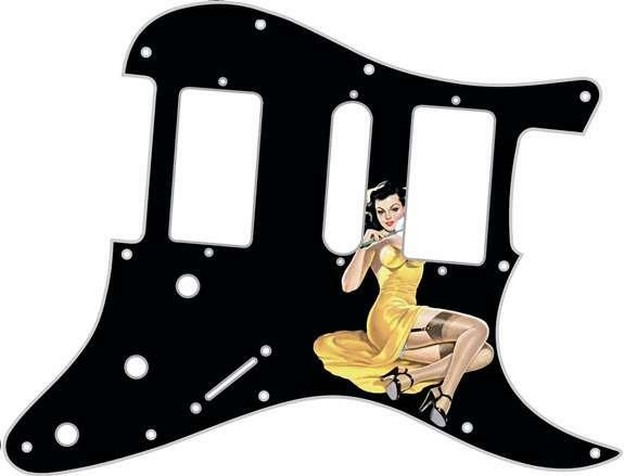 Stratocaster Graphic Pickguard Custom fit Fender HSH 11 Hole Pin Up ...