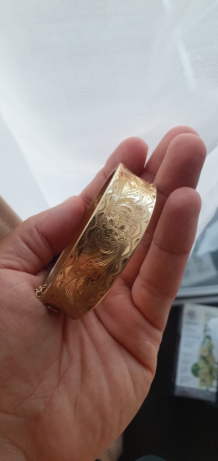 Yellow 14k Gold 585 Bangle Bracelet Huge,hand Carved … - Gem