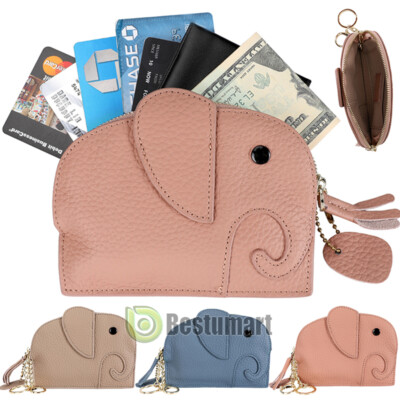 Cute Cartoon Genuine Leather Mini Coin Purse Keychain Pouch Card Holder ...