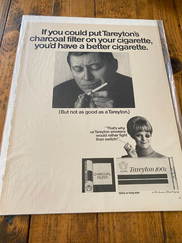 Vintage 1968 Tareyton 100's Cigarette Their Filter On Your Cigarette ad ...