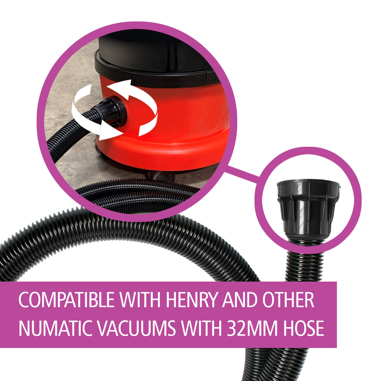 Henry Hoover Numatic Vacuum Hose Machine Screw End 32mm Replacement ...