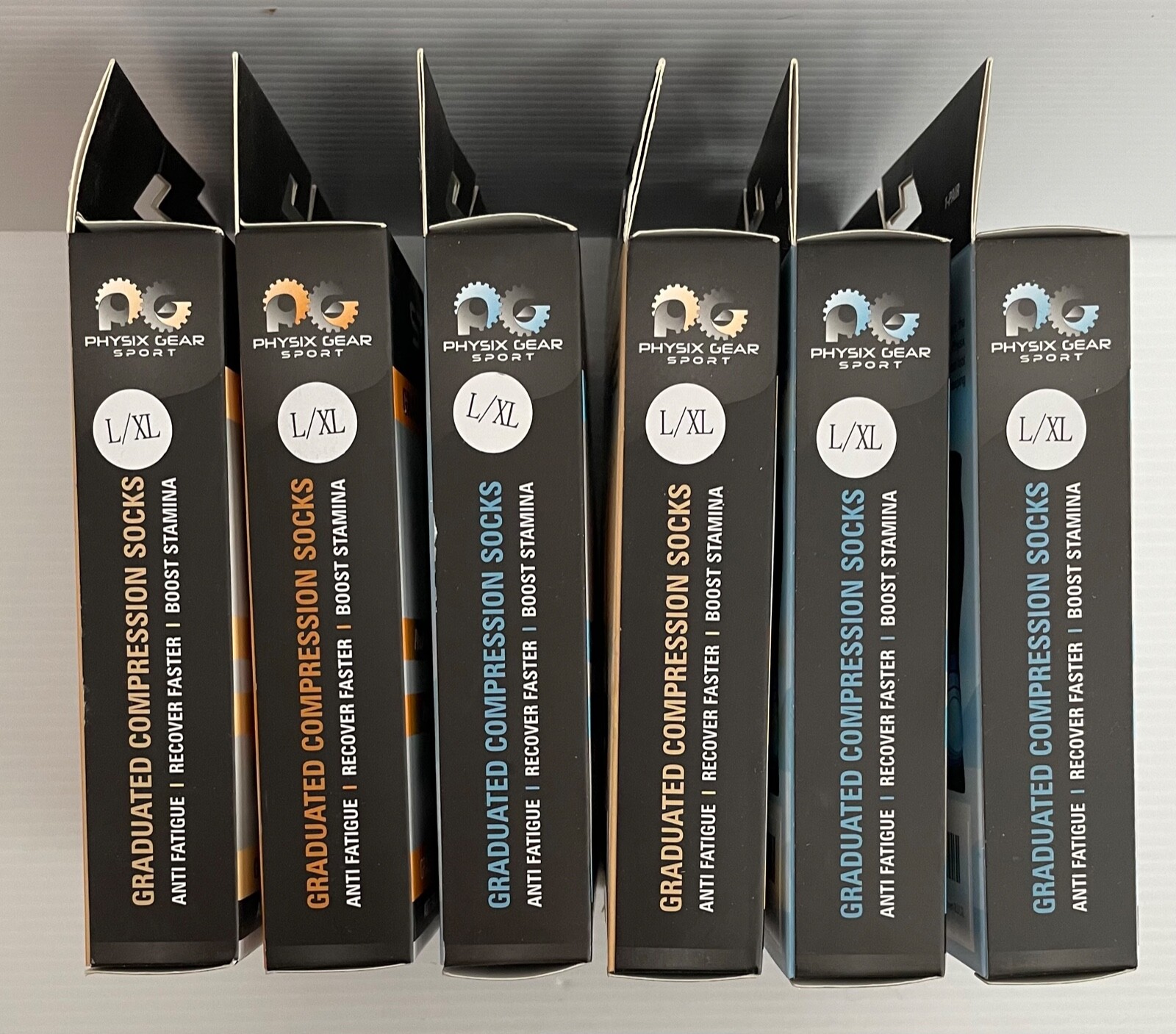LOT OF 6 PHYSIX GEAR STAMINA GRADUATED COMPRESSION SOCKS SIZE L/XL ...