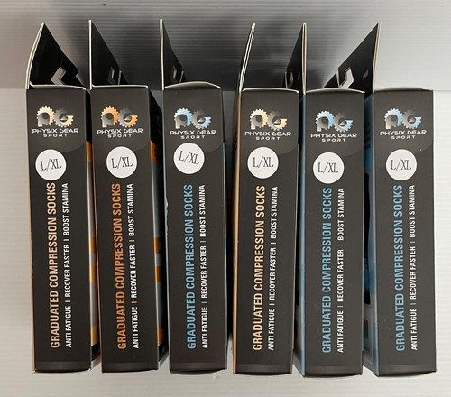 LOT OF 6 PHYSIX GEAR STAMINA GRADUATED COMPRESSION SOCKS SIZE L/XL ...